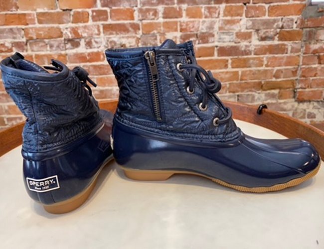 Sperry Navy Blue Nylon Quilted Saltwater Duck Boot Rain Snow Hiking 9 ...