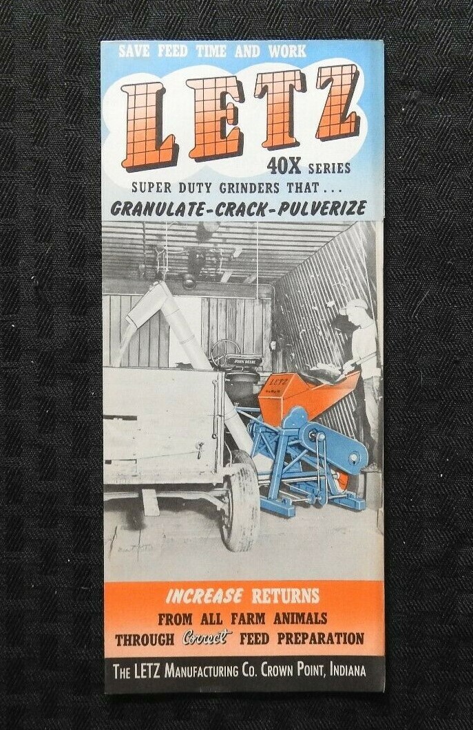 1951 LETZ MANUFACTURING "40X Heavy Duty Grinders" SALES BROCHURE Crown ...