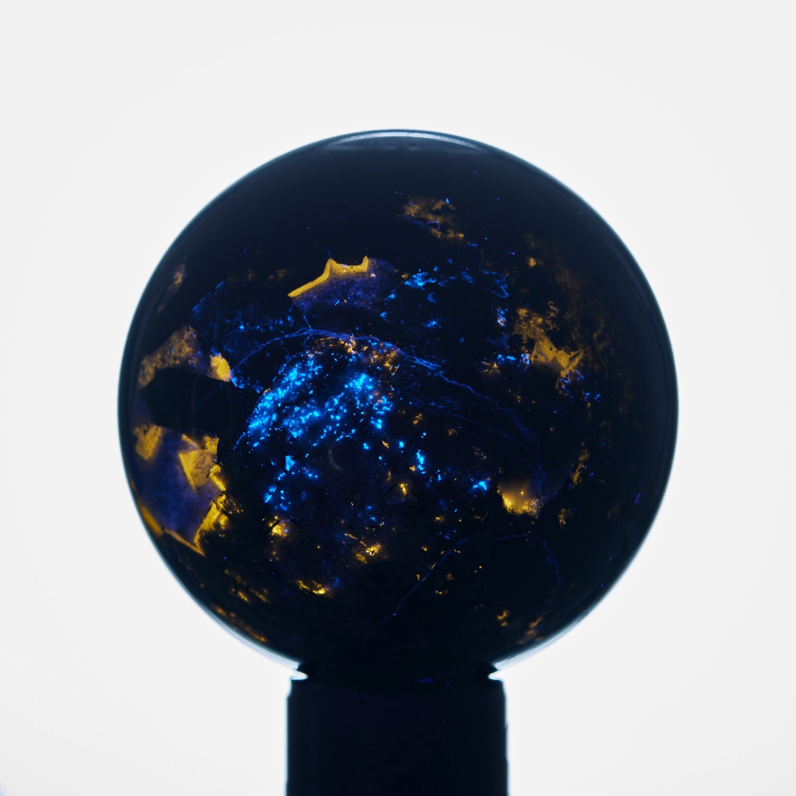 Fluorescent Arctite and Sodalite rock sphere with Lamprophyllite and ...