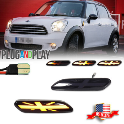 Union Jack Smoke Amber LED Front Side Marker Light For 11-16 Mini ...