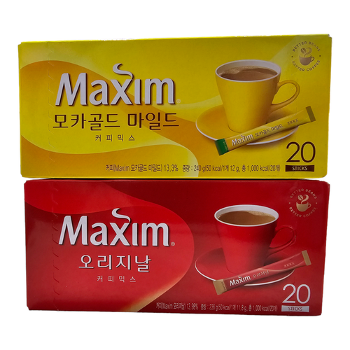 (40 Sticks) Maxim Korean Instant Coffee Mix Mocha Gold Mild & Original ...