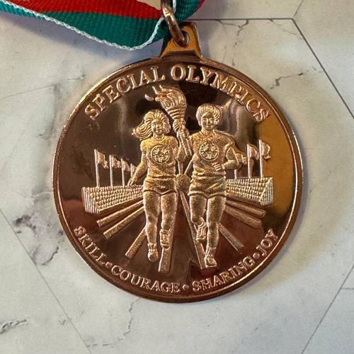 Special Olympics Metal Bronze Color Red Green Ribbon Skill Courage ...