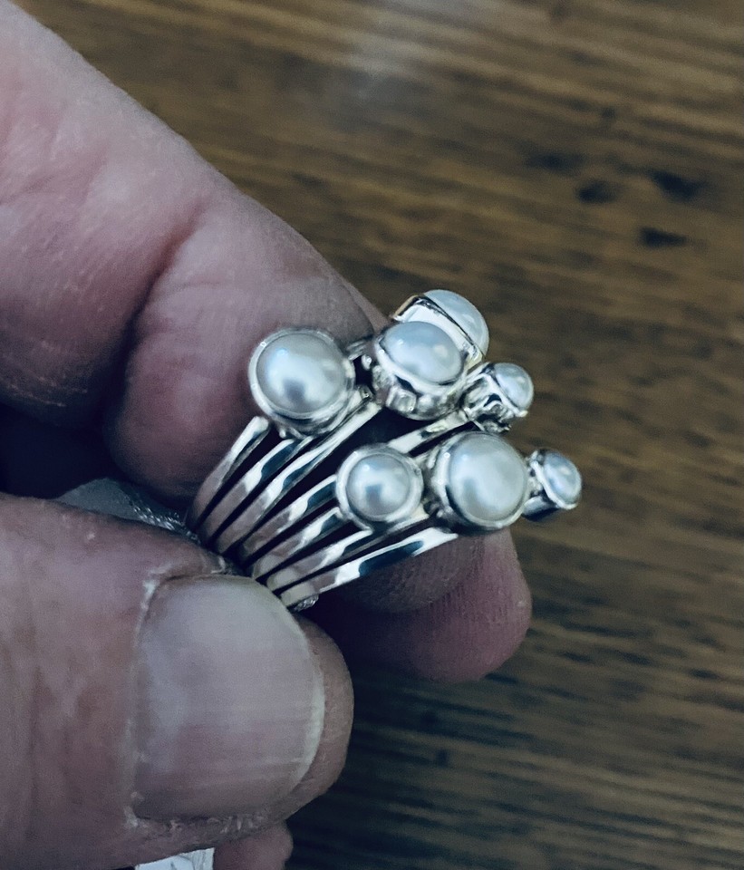 Janice Girardi Pearl Stacking Rings Sterling Silver | eBay
