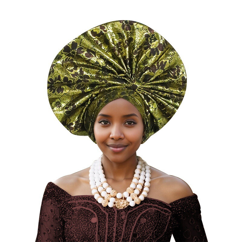 African Auto Gele Headtie Nigeria Women's Head Wrap Wedding Party ...