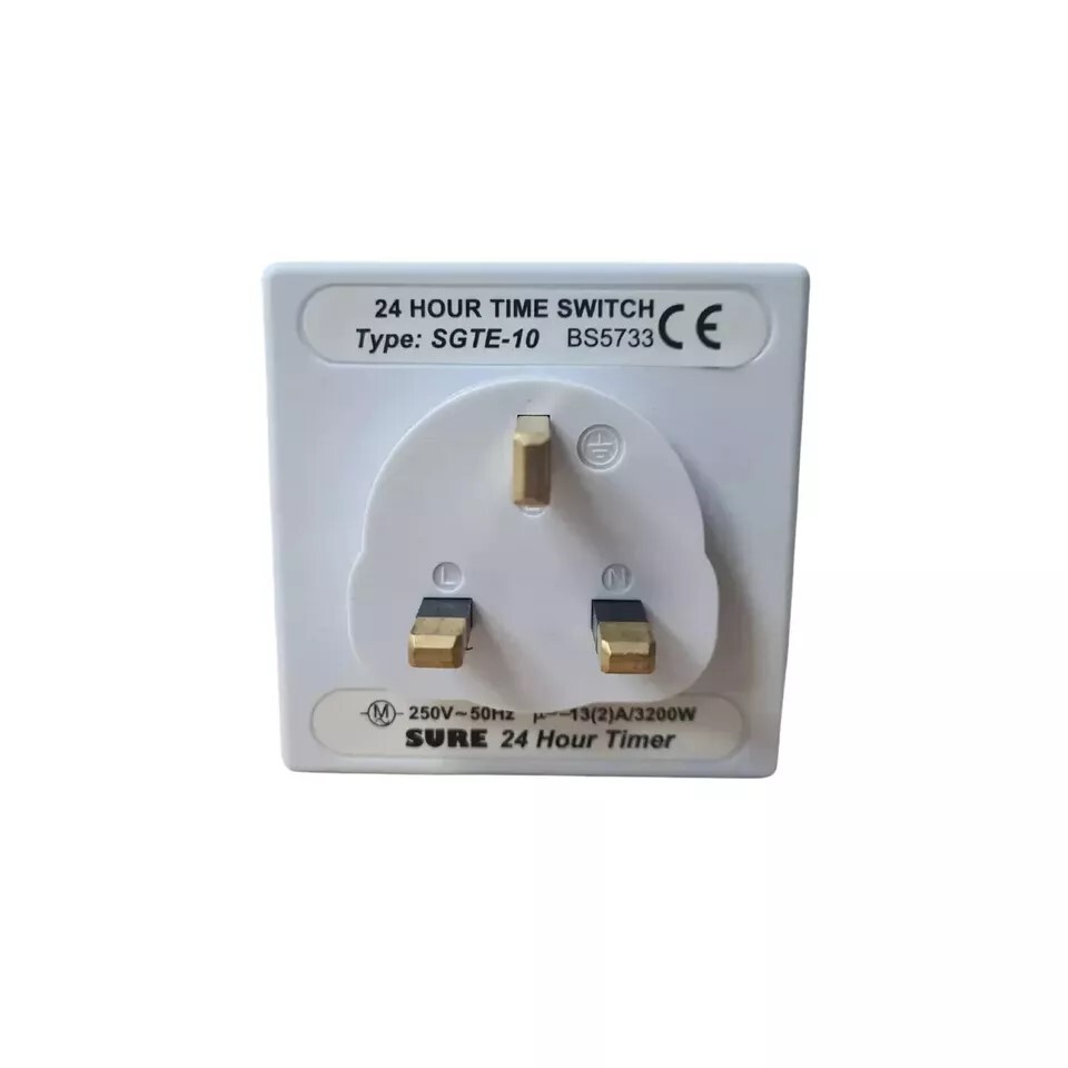 24 Hour Segment Timer Clock Socket UK 3PIN Mains Plug In Timer Switch ...