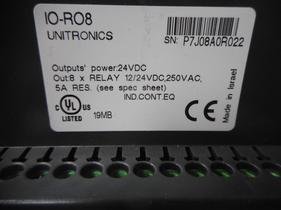 UNITRONICS RELAY OUTPUT MODULE -- 8 Channels -- IO-RO8 -- IO-R08 -- I0 ...