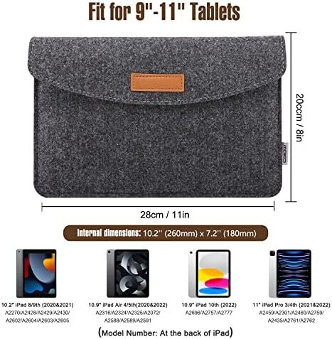Felt Tablet Sleeve Case for 9-11 Inch Devices - Light Gray Protection ...