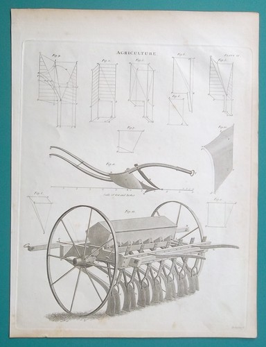 AGRICULTURE Dutch Plow Plough Design Sowing Drills - 1808 Antique Print ...