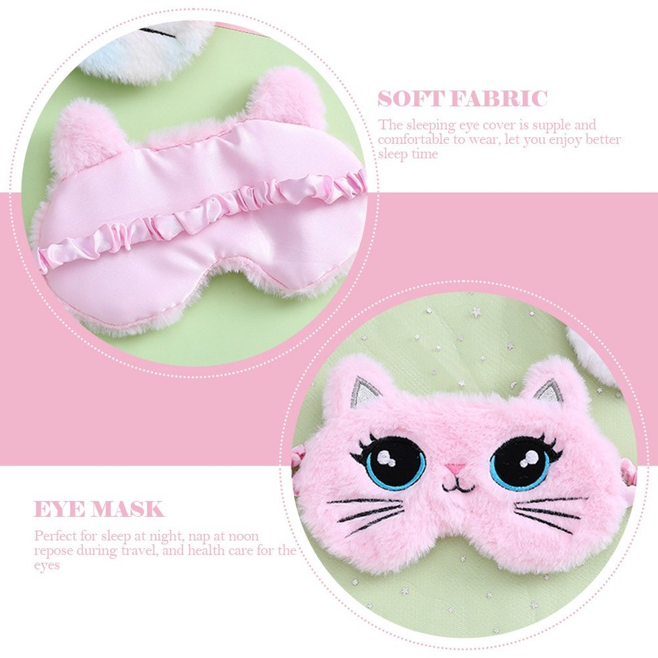 Eye Mask Plush Sleep Blindfold Cartoon Cat Sleep Eye Cover Cartoon Eye ...