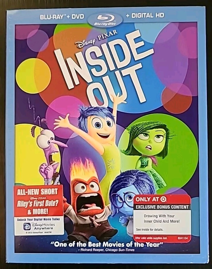 Inside Out (Blu-ray, DVD, 2015) With Slipcover Target Exclusive Pixar ...