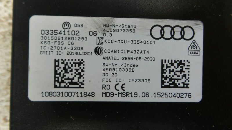 13 14 15 AUDI Q7 ANTITHEFT KEY-LESS ENTRY PART # 4L0907335B | eBay