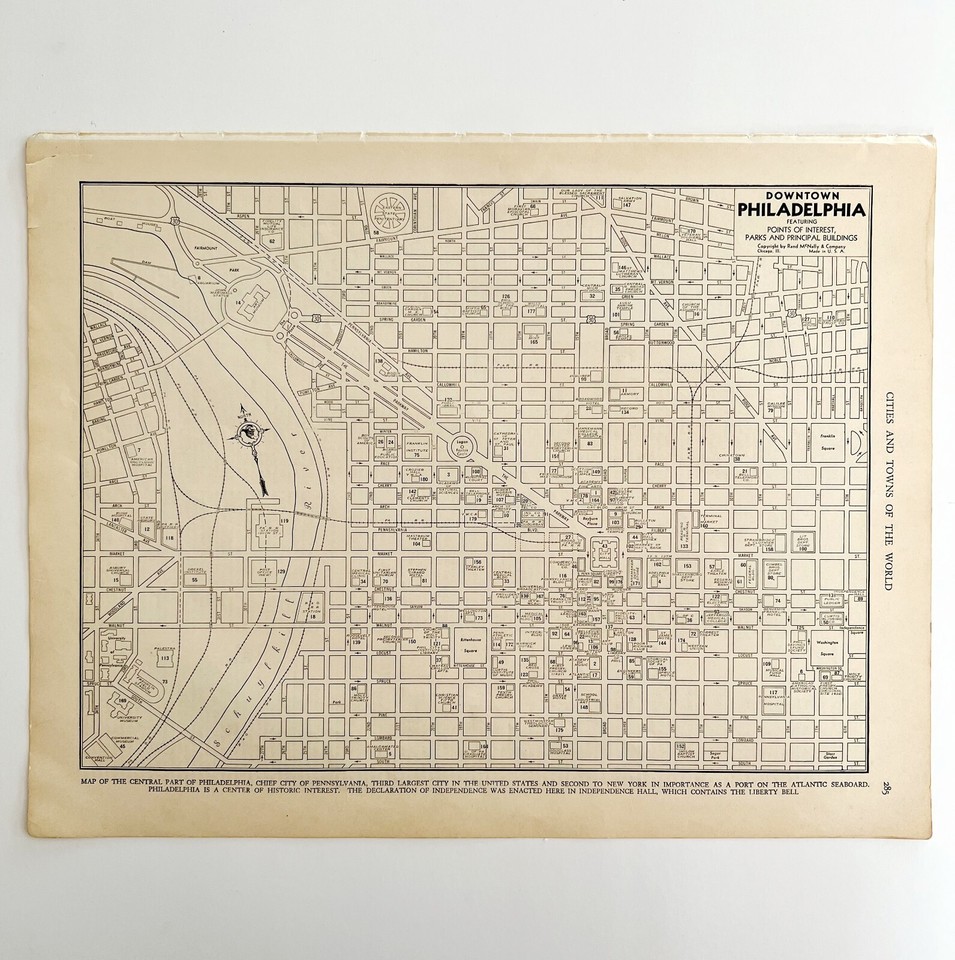 Philadelphia City Map 1935 Pennsylvania Antique Atlas Street View 14x11 ...