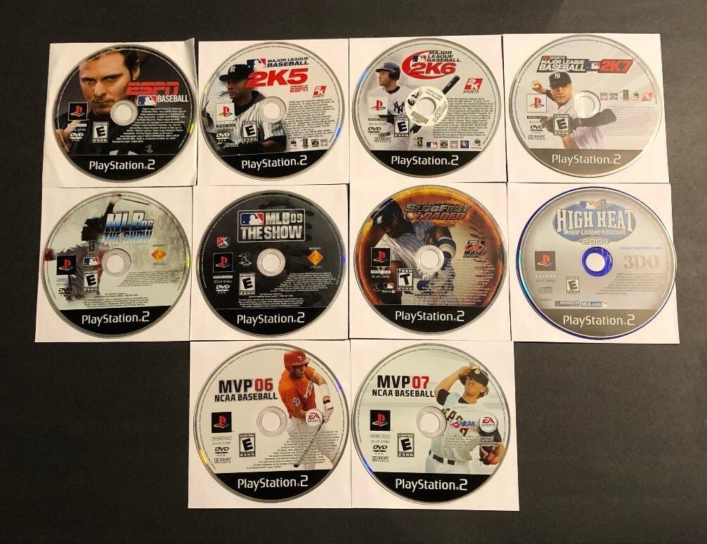 PS2 Baseball Game Lot - ESPN , 2K Sports , MLB The Show , Slugfest ...