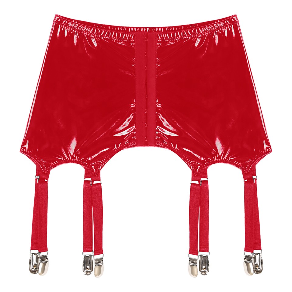 FEESHOW Women Metal Clips Six-Strap Garters Suspender Garter Belt Thigh ...