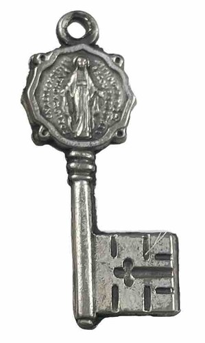 Vintage Catholic Miraculous Mary Silver Tone Religious Key Medal | eBay