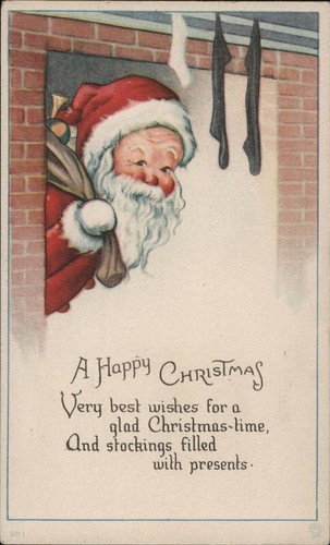 Santa Claus Peeking from Chimney,A Happy Christmas Charles Twelvetrees ...