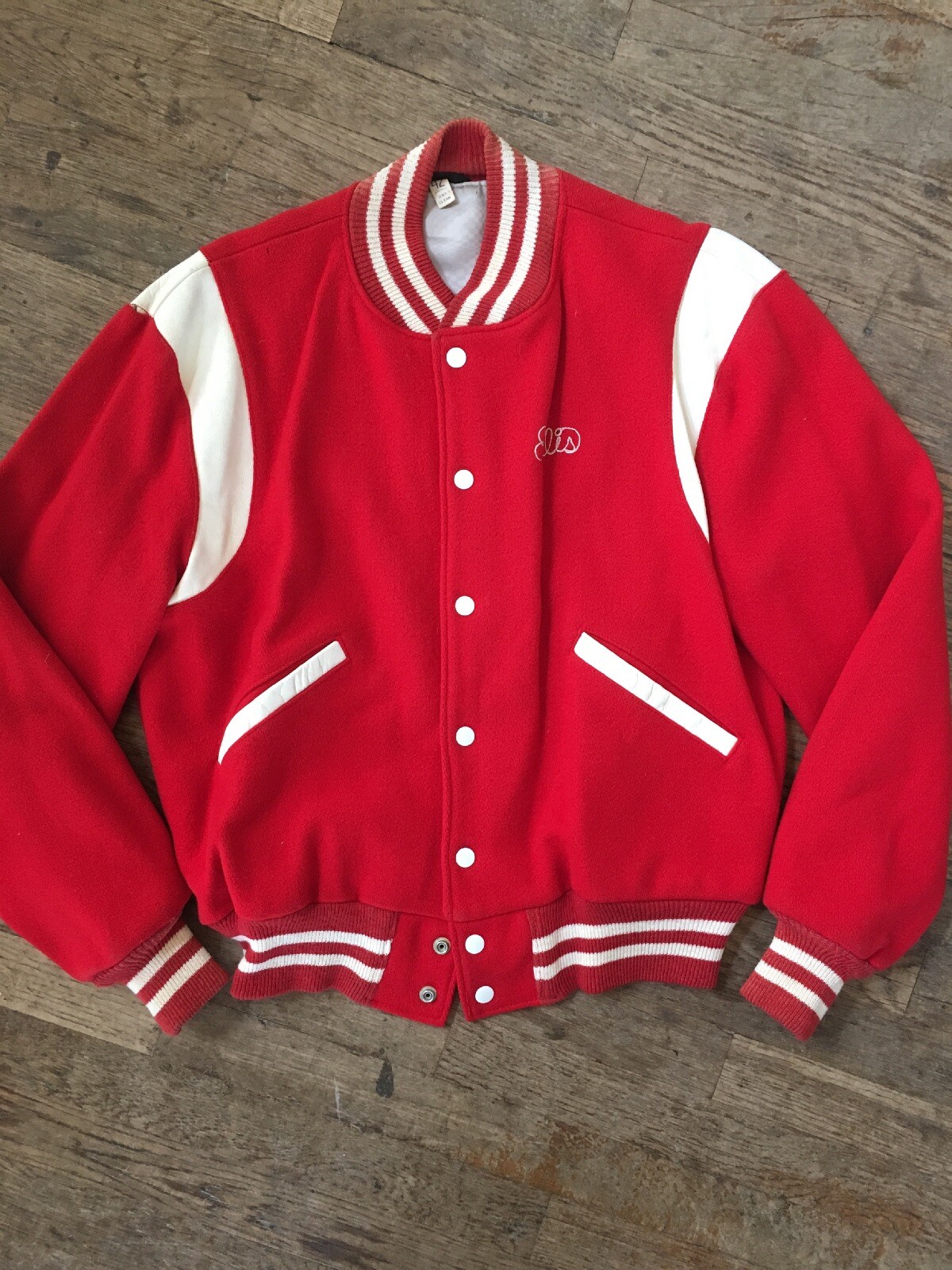 Vtg 1950s 60s Red Wool Car Club Jacket Mens 42 ML Roc… - Gem