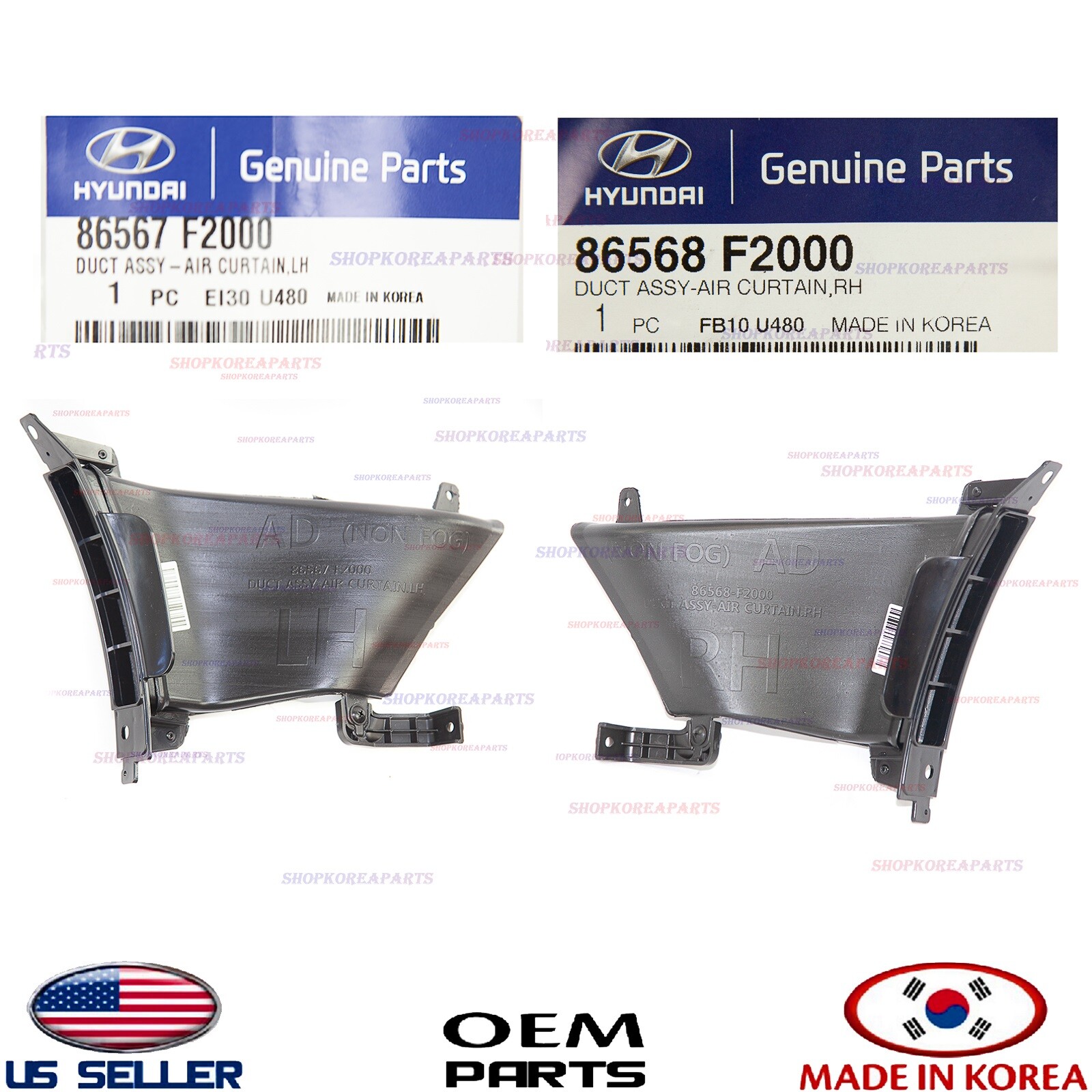 Genuine Duct Assy Air Curtain Right + Left 2pcs ⭐OEM⭐ Elantra Sedan ...