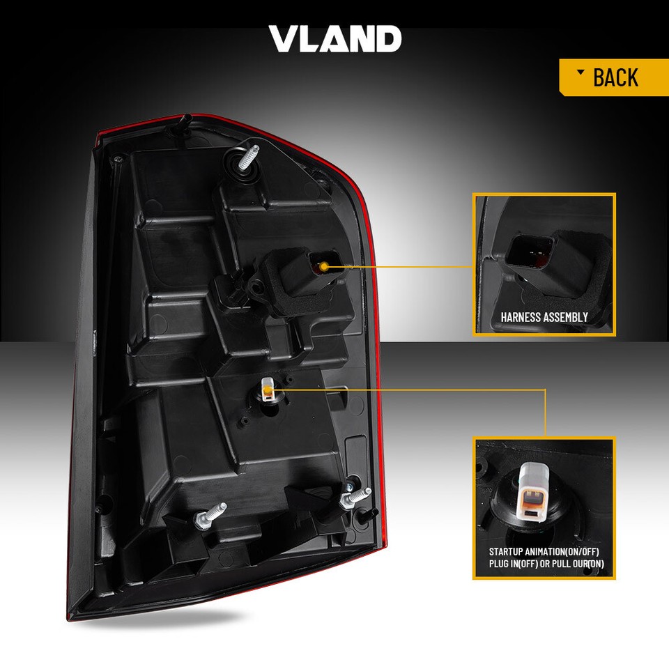 VLAND Red Lens LED Tail Lights For 2011-2014 Chrysler 300 Rear Lamps w ...