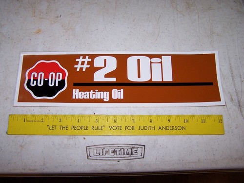 Unused Farm Bureau CO-OP Vinyl Sticker Sign 3.5"x12" - #2 HEATING OIL ...