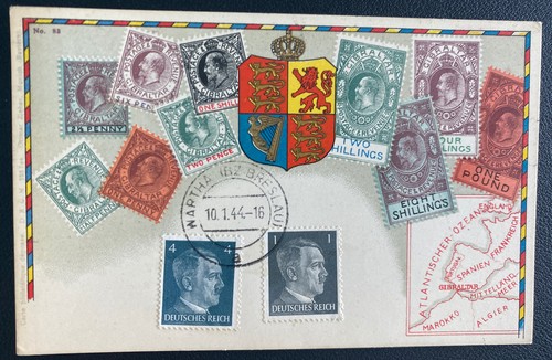 1944 Wartha Germany Gibraltar Stamp On Stamp Postcard Cover | eBay