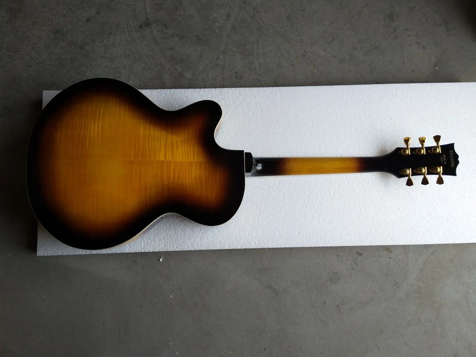 Vintage Sunburst Semi Hollow Body Jazz Electric Guitar Red Turtle ...