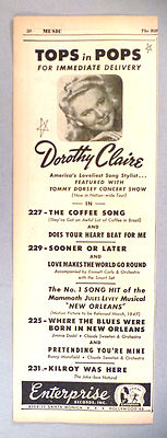 Dorothy Claire PRINT AD - 1946 ~~ Enterprise Records | eBay