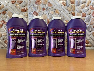 4pk SILKA ODOR DEFENSE FOOT POWDER ABSORBS SWEAT MOISTURE 6 OZ | eBay