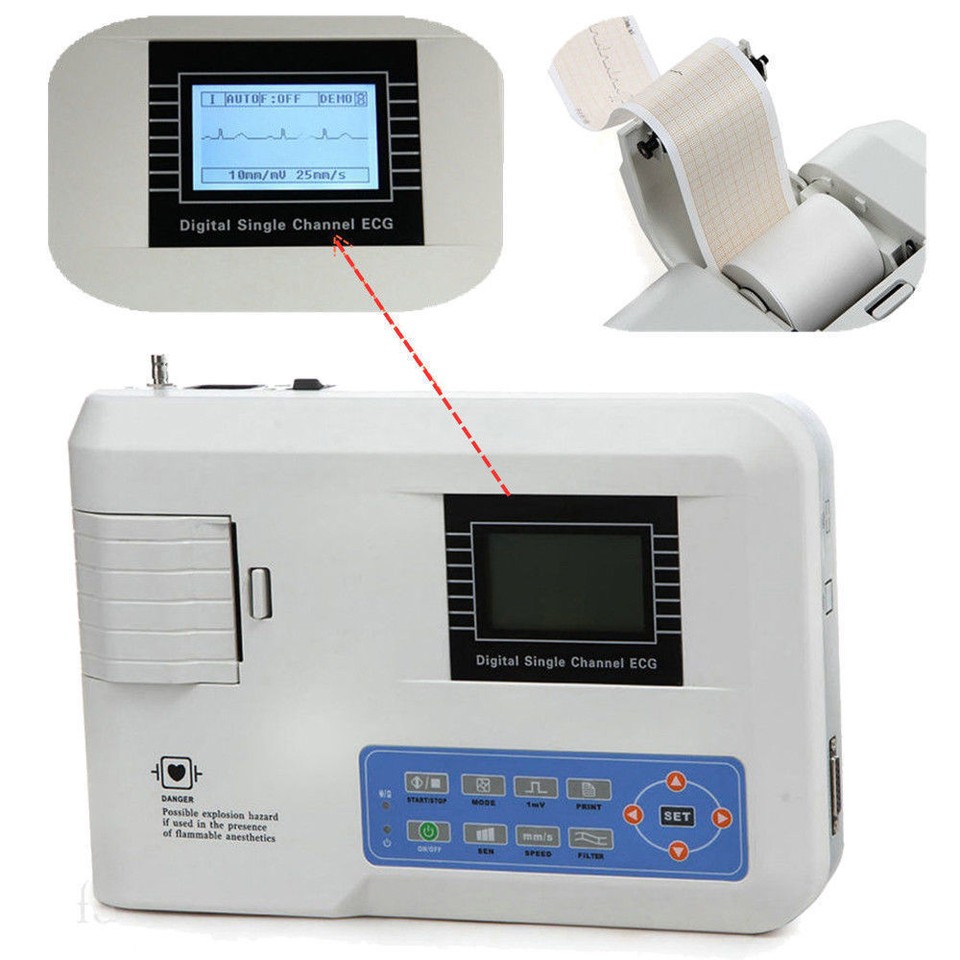 CONTEC Portable ECG Machine EKG Monitor electrocardiograph Free Printer ...