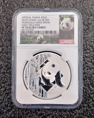 2016 Y CHINA 1OZ.SILVER HONOLULU HSNA SHOW NGC PF70 ULTRA CAMEO EARLY ...