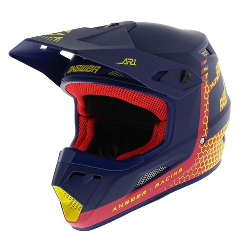 Answer AR1 MX Helmet Charge Matte Blue Red Orange - Size L | eBay Australia