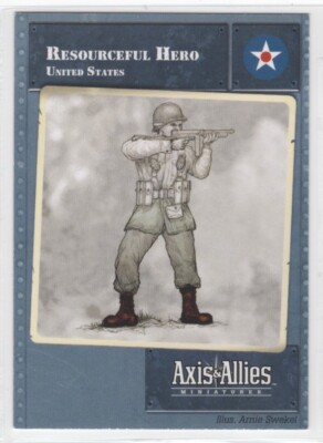 Axis and Allies Miniatures Resourceful Hero Soldier D-Day #25 USA Stat ...