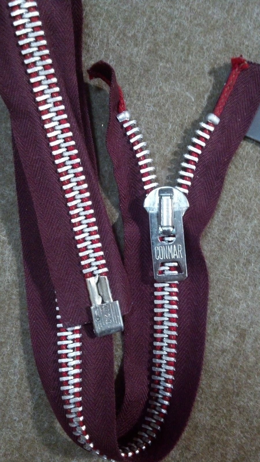 USA/Vtg.1954-65/"CONMAR"ZIPPER#10 SEPARATING/ALUMINUM Metal19"/PLUM ...