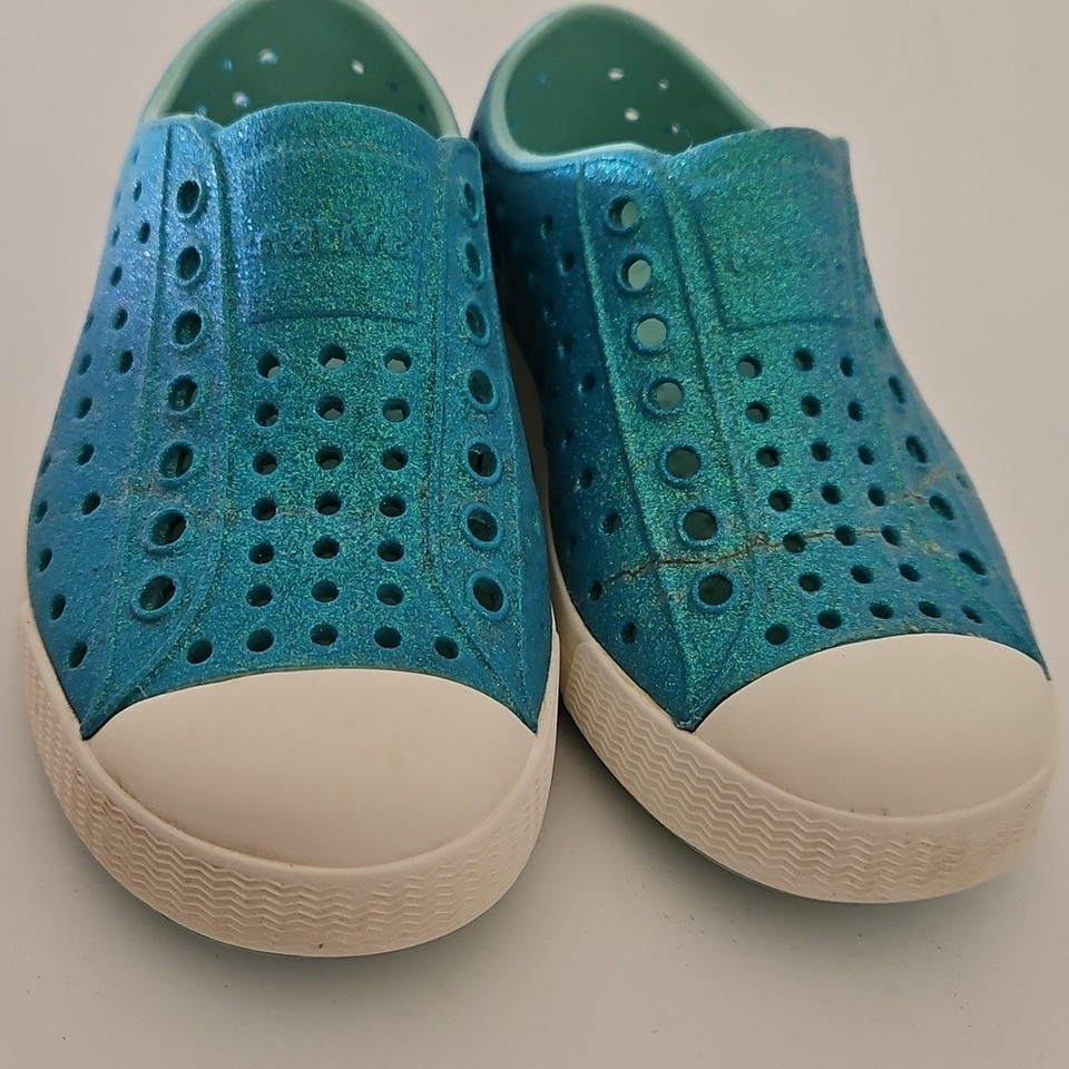 Native Slip-On Shoes Blue Glitter Size C9 | eBay