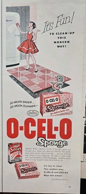 1954 O-Celo Sponge household clean up girl cleaning kitchen vintage ad ...