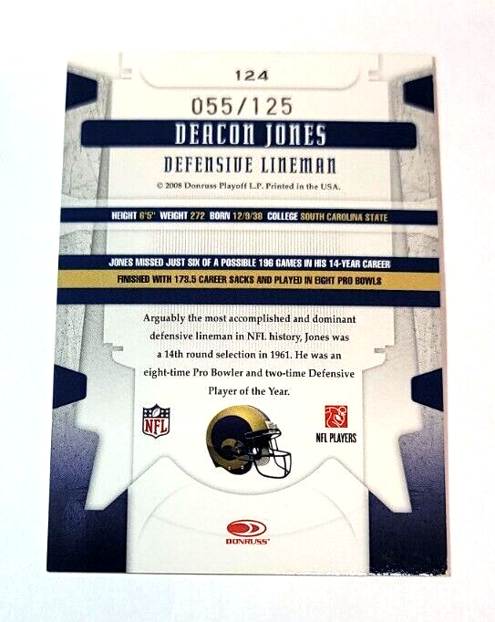 2008 Leaf Limited Deacon Jones Spotlight Legend /125 #124 | eBay