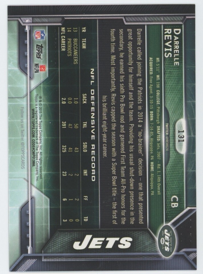 Bryce Petty #459 RC 2015 Topps NFL Football Rookie New York Jets | eBay