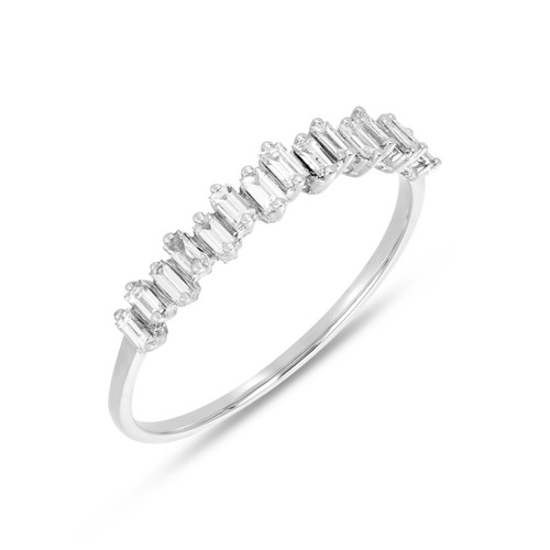 0.30CT Jagged Baguette Diamond Ring 14K White Gold Ring - Natural ...