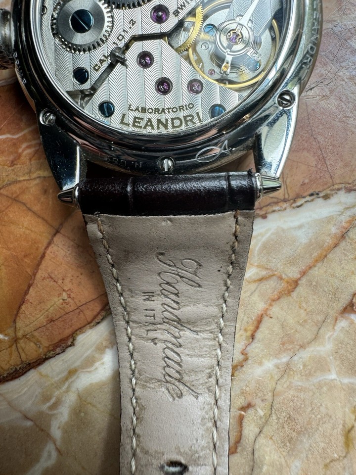 LEANDRI LABORATORIO MENS MANUAL WIND WATCH SWISS MVT 45mm OPEN CASEBACK ...
