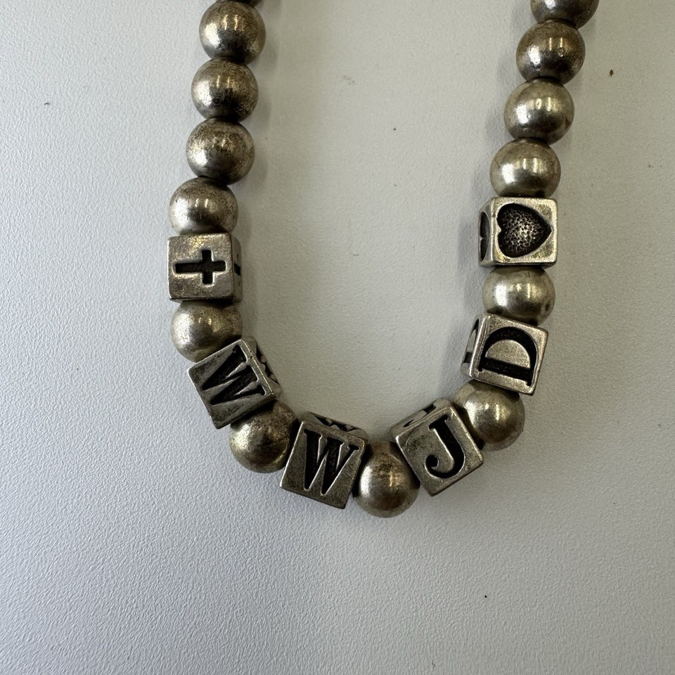 Quality Chain- WWJD 7.5" Sterling Silver 8mm Bead Ball Beaded Toggle ...