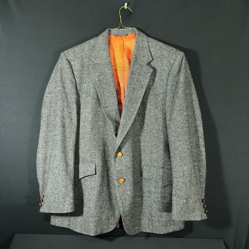 VTG Luskeys Private Collection Men’s 44R Gray Tweed Blazer Coat Wood ...