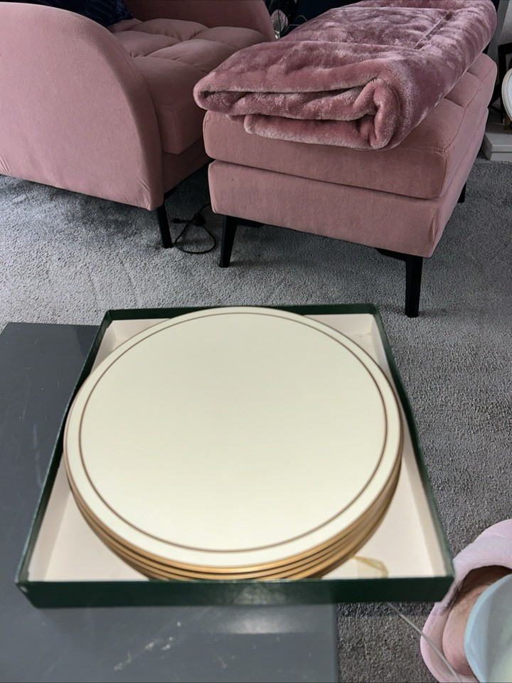 Lady Clare 6 Round Placemats & 6 Coasters Christmas Table Cream Gold ...