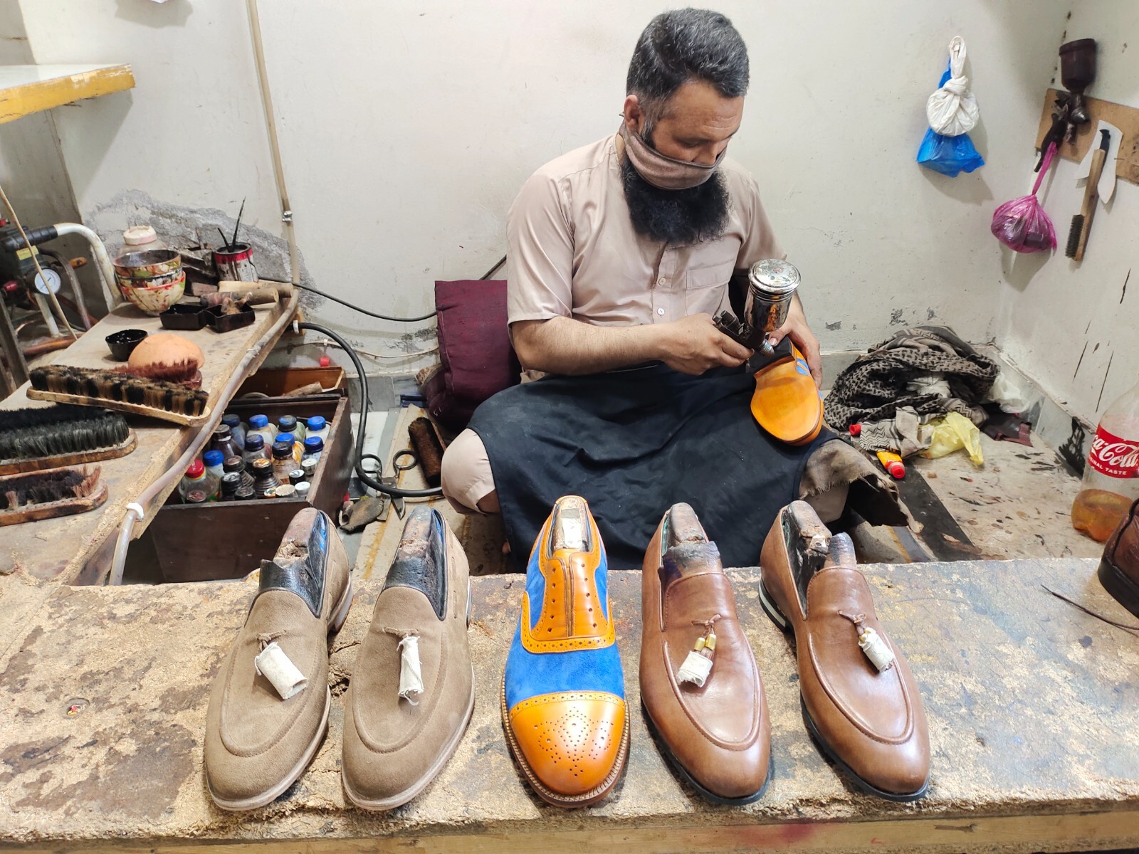 Handcrafted Genuine Tan and Brown Shaded Leather Shoe, Oxford Lace up ...