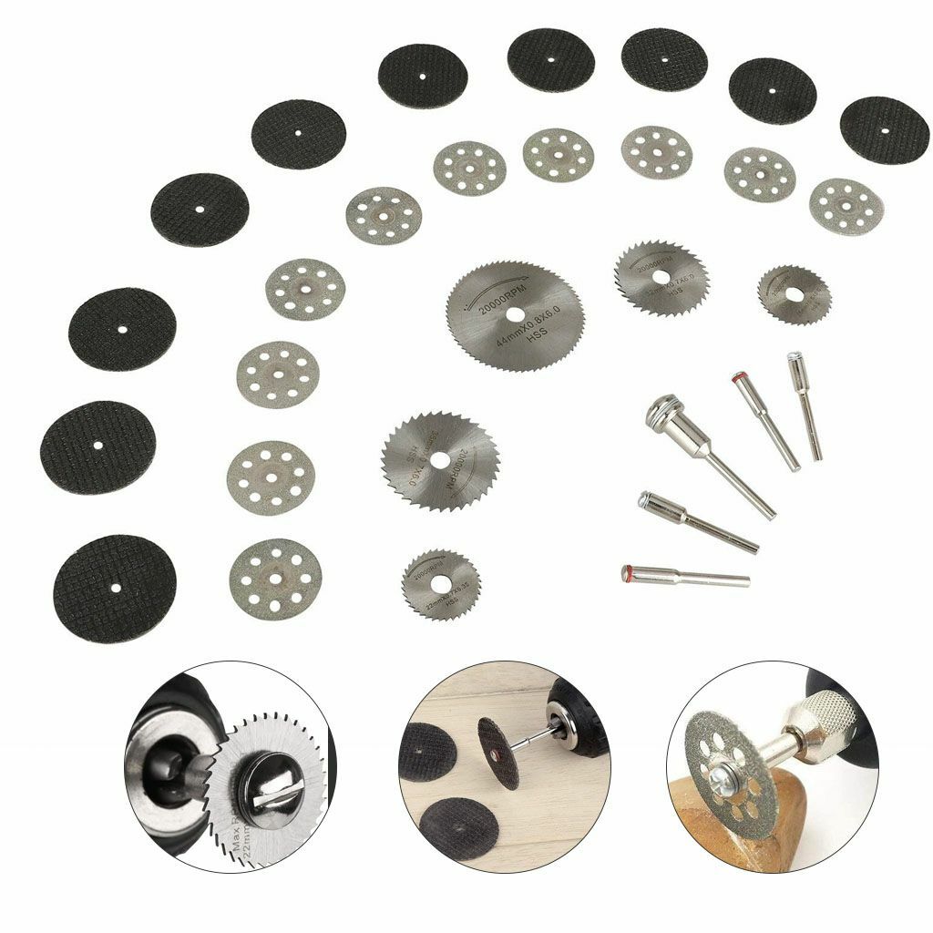 30X Mini Diamond Cutting Discs Wheel Blades Set Drill Bit For Dremel ...