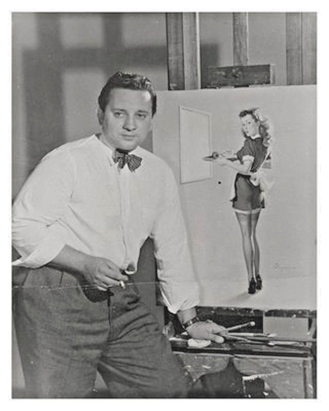 EASEL Gil ELVGREN ORIGINAL VINTAGE Signed COA Pinup painting PIN-UP ...