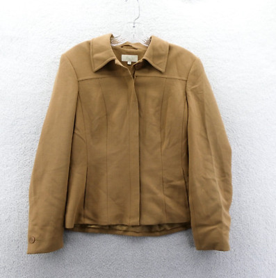 Marks & Spencer Jacket Womens Size 12 Beige Khaki Collared Lined Going ...