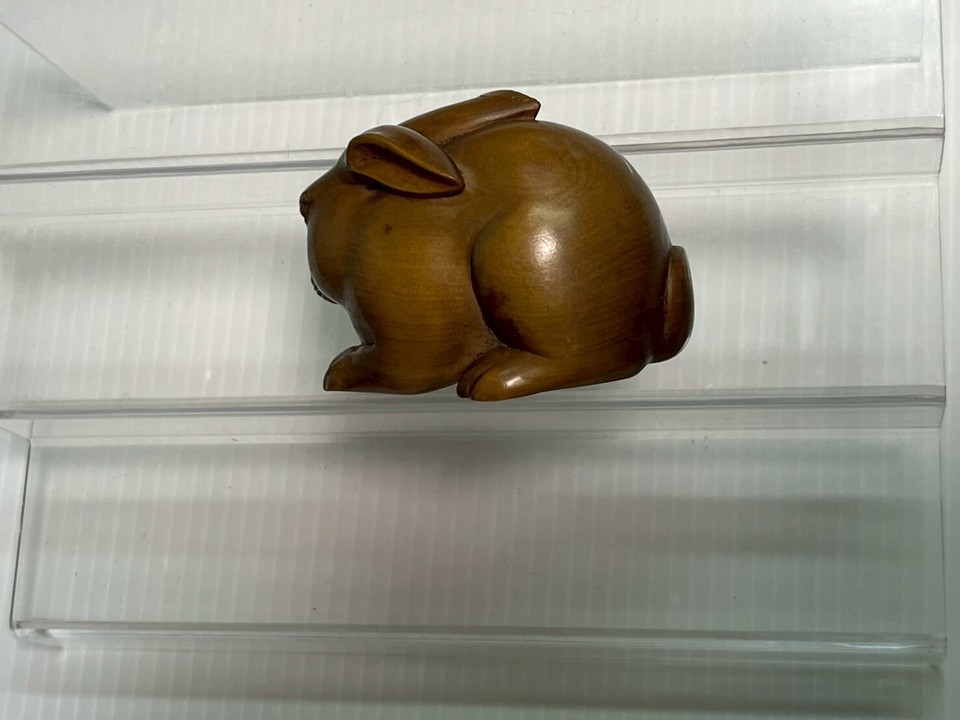 Modern Netsuke Rabbit Wood Carving 2.2 inch Japanese Fine art by Toko ...
