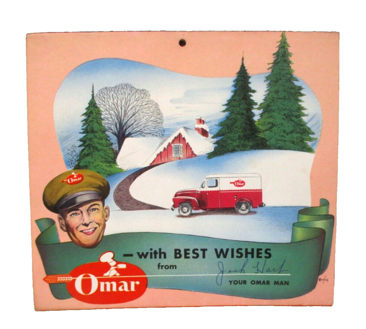 Vintage 1954 advertising calendar Laub's Omar Akron Ohio breads ...