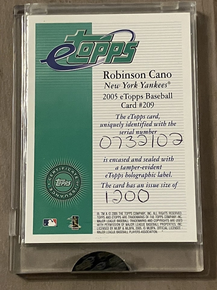 Robinson Cano 2005 eTopps SP Rookie Card RC. Sealed SP of /1200. NY ...