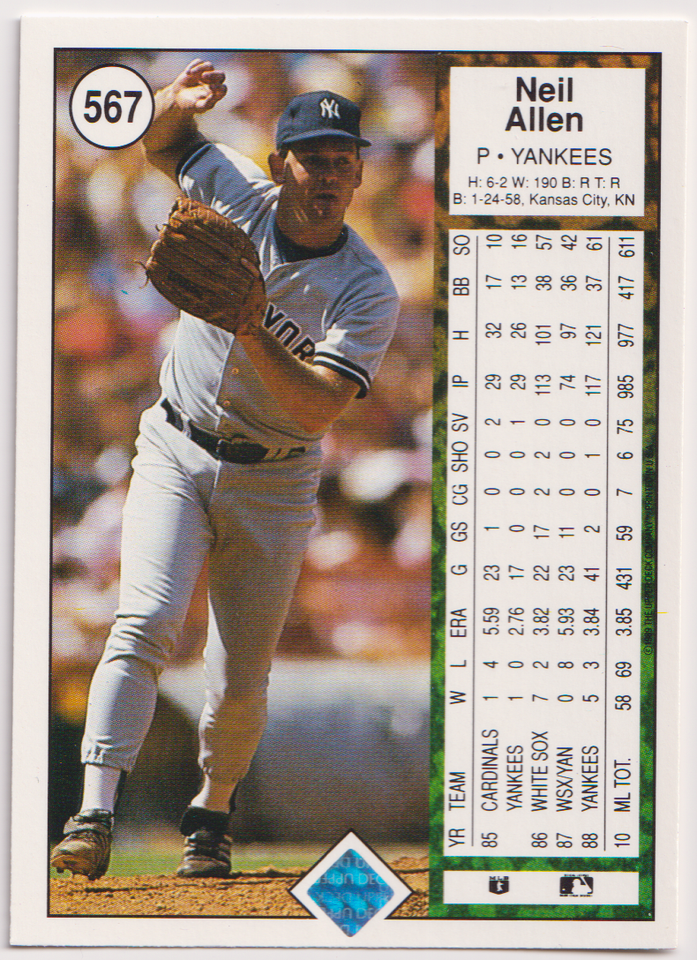 1989 Upper Deck #567 Neil Allen New York Yankees | eBay